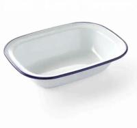 China Steel Rolled Edge Rim Classical Style Enamel Dinnerware Soup Plate Custom Logo for sale