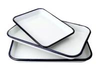 China Steel Rolled Edge Rim Classical Style Enamel Dinnerware Soup Plate Custom Logo for sale