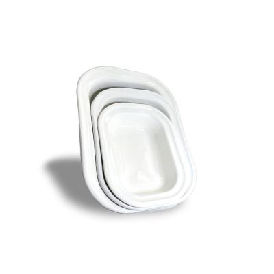 China White Carbon Steel Enamel Dinnerware Enamel Coating Plate 0.5mm 0.6mm Thickness for sale