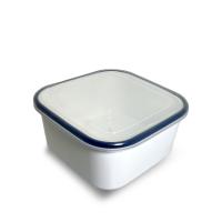 China Double Coating Enamel Salad Bowls Enamel 3PCS Square Shape Container Leak Proof for sale