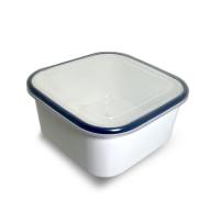 China Classical Style 8cm Square Enamel Coating Bowl Set Food Storage Container with Lid for sale