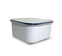 China Classical Style 8cm Square Enamel Coating Bowl Set Food Storage Container with Lid for sale