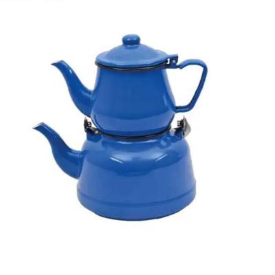 China Custom Color Enamel Kettle Small Size Tea Pots 0.8mm Thickness With Handle for sale