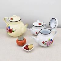 China Thickness 0.8mm 350ml Small Size Enamel Teapot 0.7L Fat Kettle for Tea Preparation for sale