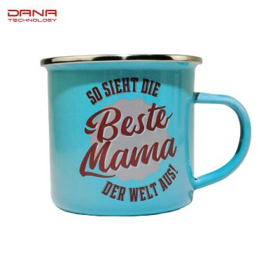 China Classical Style Enamel Mug 6cm 7cm 8cm 9cm 10cm 11cm 12cm 14cm 15cm Travel Coffee Mug Custom Printed Artwork Design for sale