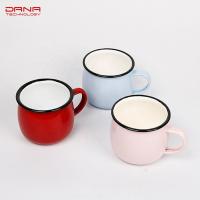 China Classical Style 350ml Enamel Rolled Edge Mugs Metal Cups Belly Shape with Lid Lightweight and Stylish for sale