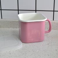China Handmade 12cm 14cm 15cm Enamel Cookware Square Enamel Noodle Pot Instant Noodle Cooking Pot Hot Pot Glass Lid for sale