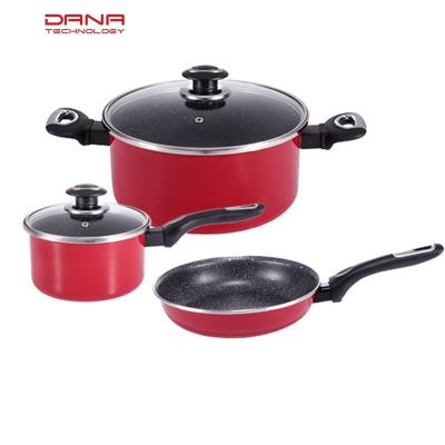 China Handmade Granite Cookware Set Comprising Non Stick Frying Pan Carbon Steel Enamel Cooking Pot Sets Featuring Custom Logo for sale
