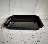 China 304 Stainless Steel Rim Rectangular Black Carbon Steel Non Stick Baking Cake Tray for sale