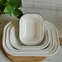 China Customized Cast Iron Steel Enamel Serving Dish Plate With 304 Steel Rolled Edge Rim for sale