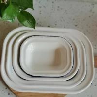 China Customized Cast Iron Steel Enamel Serving Dish Plate With 304 Steel Rolled Edge Rim for sale
