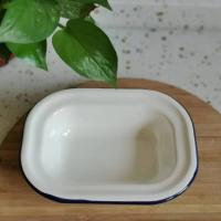 China Customized Cast Iron Steel Enamel Serving Dish Plate With 304 Steel Rolled Edge Rim for sale