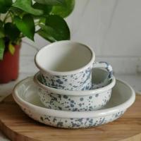 China 240g Custom Logo Enamel Carbon Steel Bowl Set 6cm 7cm 8cm 9cm 10cm 11cm 14cm 15cm Plain White Round Dinner Rice Soup for sale