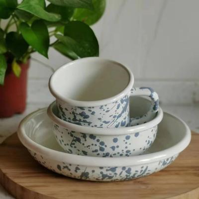 China 240g Custom Logo Enamel Carbon Steel Bowl Set 6cm 7cm 8cm 9cm 10cm 11cm 14cm 15cm Plain White Round Dinner Rice Soup for sale