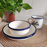 China 240g Custom Logo Enamel Carbon Steel Bowl Set 6cm 7cm 8cm 9cm 10cm 11cm 14cm 15cm Plain White Round Dinner Rice Soup for sale