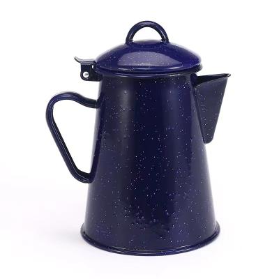 China Enamel Coating Porcelain Blue Starry Sky Coffee Kettle Kettle Boiling Water 0.8L 1.2L 1.8L 2.4L Ideal Camping Restaurant for sale