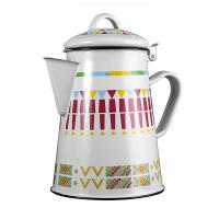 China Classic Geometric Pattern Carbon Steel Camping Kettle Multiuse Boiling Water Kettle for sale