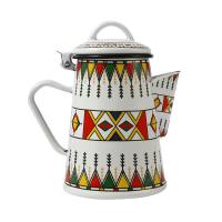 China Classic Geometric Pattern Carbon Steel Camping Kettle Multiuse Boiling Water Kettle for sale