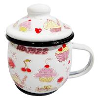 China Classical Style Colorful Lovely Cute Cartoon Kids Gift Water Milk Mug Enamel Metal Steel Mugs High Temperature Logo Printing for sale