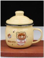 China Handmade Customized Enamel Mugs Logo Printing Lovely Cartoon Kids Water Milk Mugs for sale