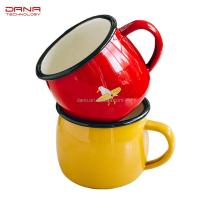 China 380ml Lovely Enamel Mug Belly Shape Coffee Milk Mug Kids Breakfast Milk Cup for sale