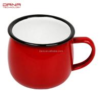China 380ml Lovely Enamel Mug Belly Shape Coffee Milk Mug Kids Breakfast Milk Cup for sale