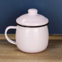 China 380ml Lovely Enamel Mug Belly Shape Coffee Milk Mug Kids Breakfast Milk Cup for sale