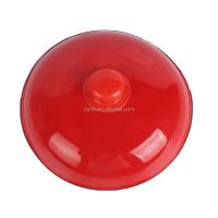China Eco-Friendly Red Dots Enamel Belly Deep Casserole Pot with Enamel Lid for sale