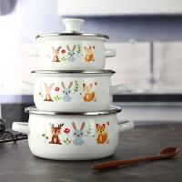 China Customized Color Capacity 1000 6000ml Enamel Mini Pot Sets Food Warmer Pot with Custom Decal Decoration Options for sale