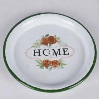 China Custom Logo Splatter Colored Cast Iron Steel Enamel Saucer Dish for Camping Outdoor for sale