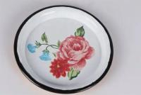 China Custom Logo Splatter Colored Cast Iron Steel Enamel Saucer Dish for Camping Outdoor for sale