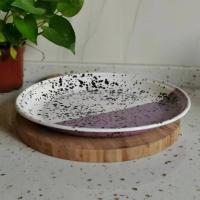 China 304 Steel Rim Enamel Dinner Plates White Round Cast Iron Steel Ware Plates Custom Logo for sale
