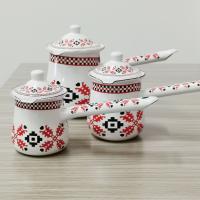 China European Enamel Coffee Pot Cast Iron Cookware Metal Coffee Pot With Rolled Edge Rim for sale