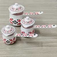 China European Enamel Coffee Pot Cast Iron Cookware Metal Coffee Pot With Rolled Edge Rim for sale