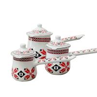 China European Enamel Coffee Pot Cast Iron Cookware Metal Coffee Pot With Rolled Edge Rim for sale