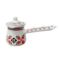 China European Enamel Coffee Pot Cast Iron Cookware Metal Coffee Pot With Rolled Edge Rim for sale