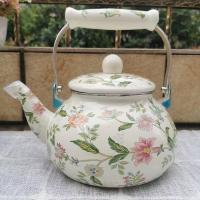 China Iron Kettle Thickness 0.8mm Multi Capacity Enamel Whistling Tea Kettle Teapot 07L 11L 15L 25L Decorative Flower Decal for sale