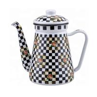 China Customized Logo Daily Multi Capacity Enamel Handle Coffee Pot Enamel Steel Kettles Custom Decal Printing Variations for sale
