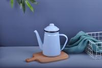 China Customized Logo Daily Multi Capacity Enamel Handle Coffee Pot Enamel Steel Kettles Custom Decal Printing Variations for sale