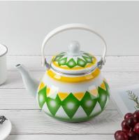 China 1.1L to 2.5L Large Capacity Enamel Kettle Eco Friendly Carbon Steel Round Kettles for sale
