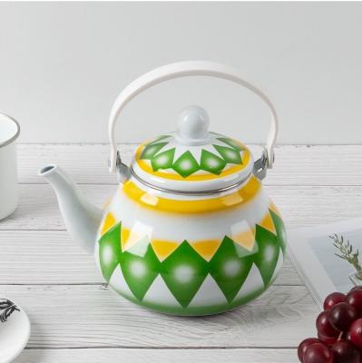 China 1.1L to 2.5L Large Capacity Enamel Kettle Eco Friendly Carbon Steel Round Kettles for sale