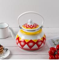 China 1.1L to 2.5L Large Capacity Enamel Kettle Eco Friendly Carbon Steel Round Kettles for sale