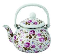 China 1.1L to 2.5L Large Capacity Enamel Kettle Eco Friendly Carbon Steel Round Kettles for sale