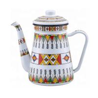 China Eco Friendly Classic Saudi Type Enamel Tea Pot Water Kettles Custom Decal Design for sale