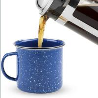 China Production 30 Days Enamel Coating Double Coating Carbon Steel Coffee Milk Camping Mug Customized Decal Lightweight Design for sale