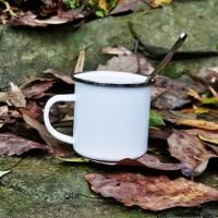 China Production 30 Days Enamel Coating Double Coating Carbon Steel Coffee Milk Camping Mug Customized Decal Lightweight Design for sale