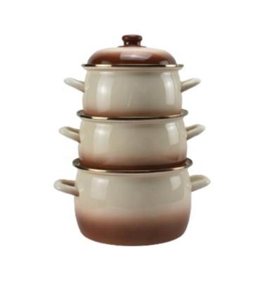China Daily Use 5 PCS Enamel Casserole Set Rust Proof Multi Purpose Kitchen Cookware for sale