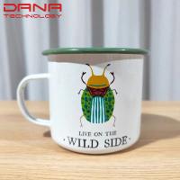 China OEM Enamel Camping Dinner Set With Printing Enamel Mugs Plates Bowls Pot Camp Set for sale