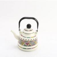 China Custom Shape Enamel Whistling Tea Kettle Teapot with 304 Stainless Steel Rolled Edge Rim for sale