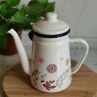 China Sample 7-10 Days Custom Color Logo Printing Carbon Steel Metal Handle Enamel Tea Pot Enamel Kettle for sale